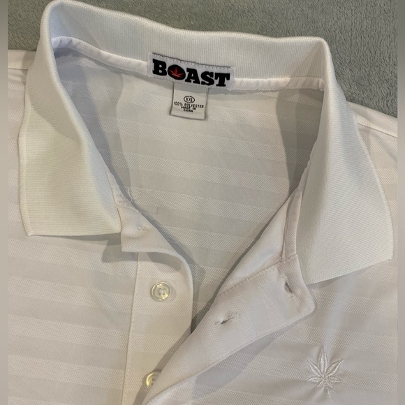 boast | Shirts | Vtg Boast Mens 2xl Heather White Pot Leaf Collared ...